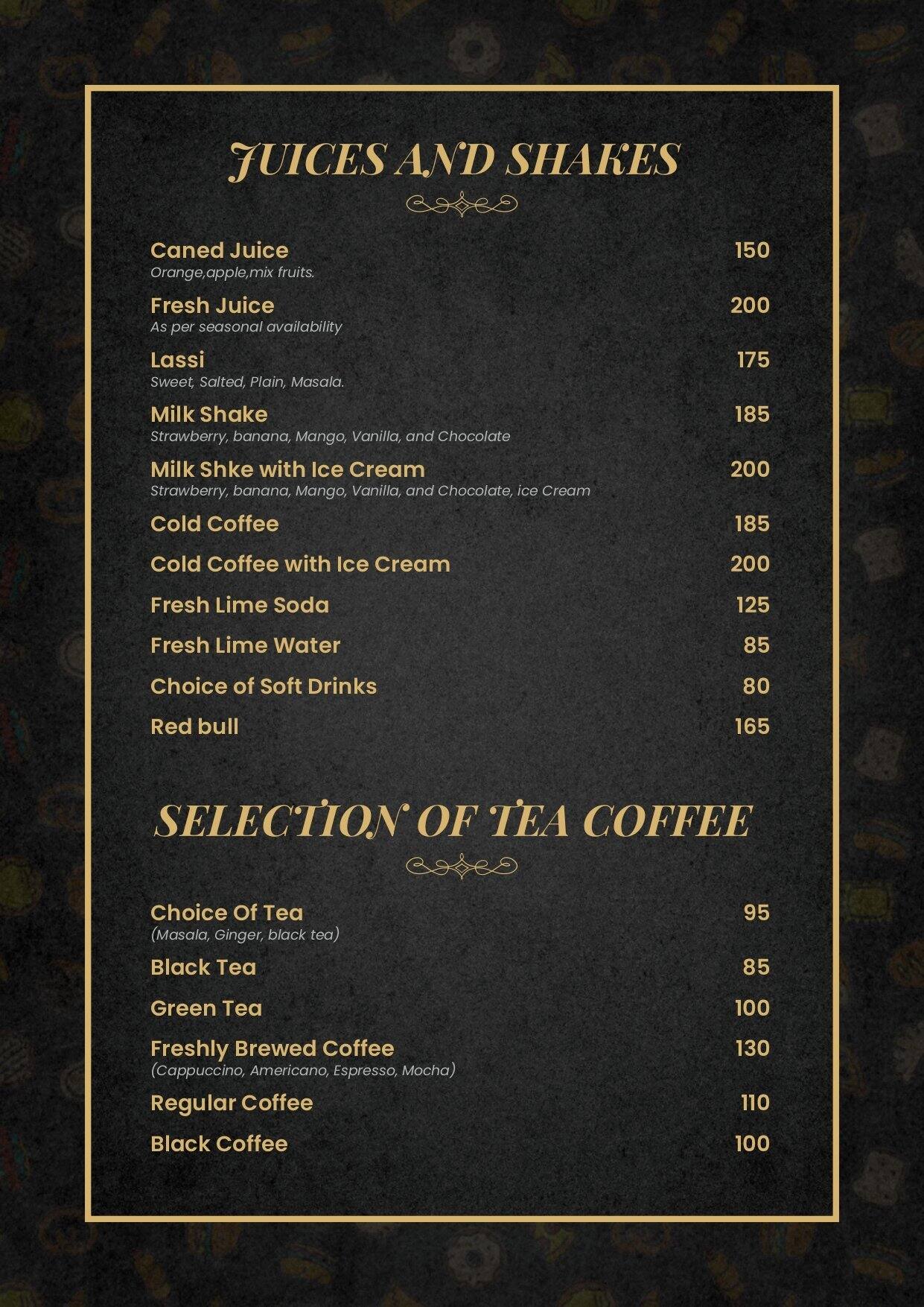 Menu at The Classio, Rishikesh