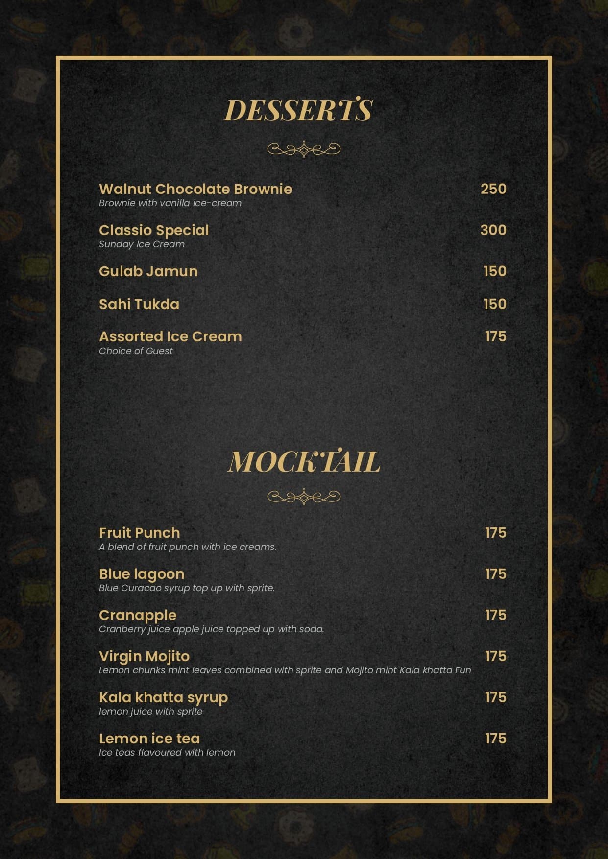 Menu at The Classio, Rishikesh