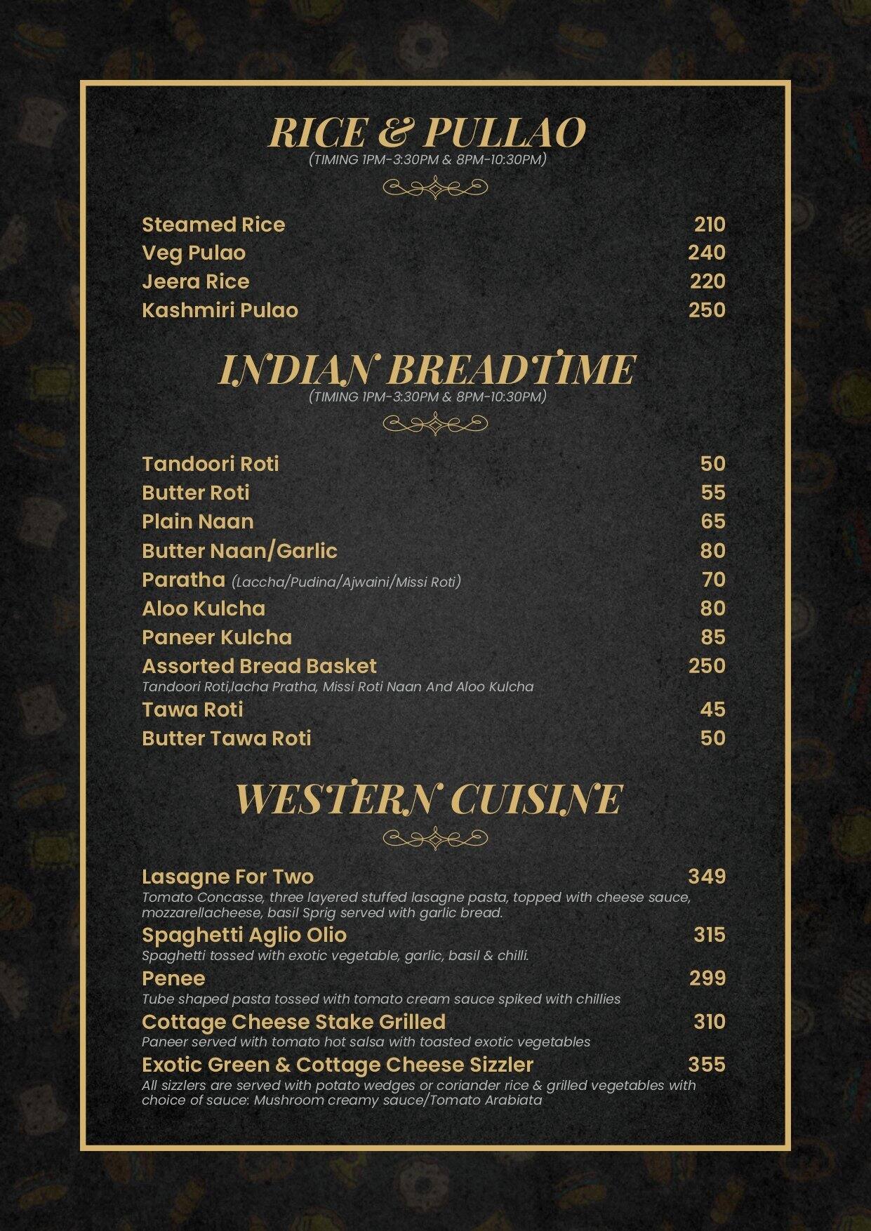 Menu at The Classio, Rishikesh