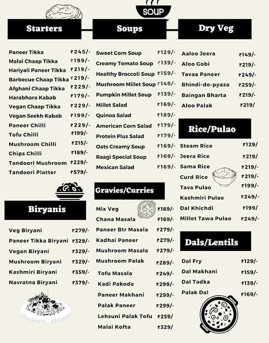 Menu of Aniyor Veg & Vegan Restaurant, Malad West, Mumbai