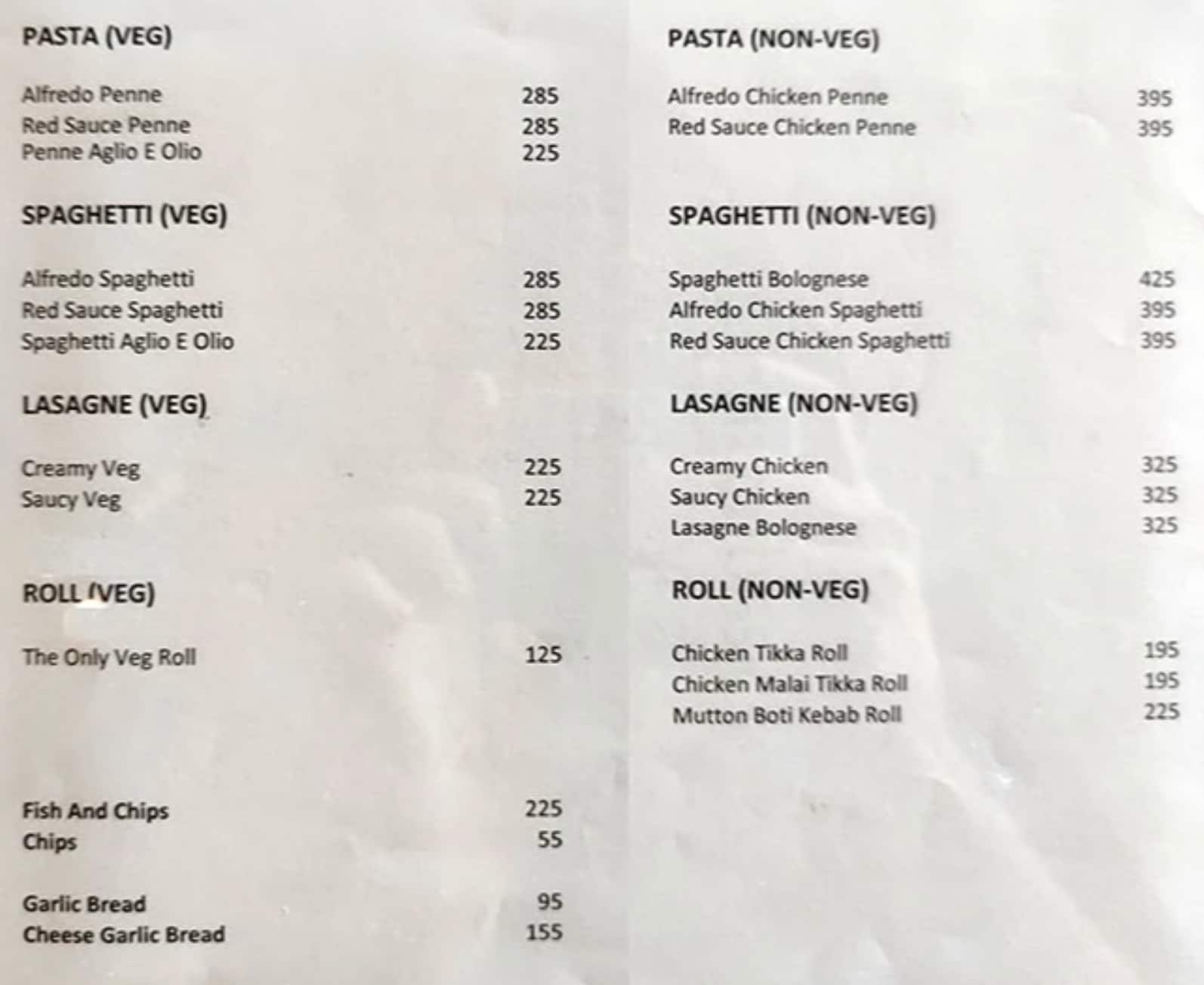 Menu of Ali's Cafe And Pizzeria, Mall Road, Kanpur