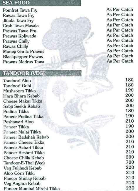 Menu at Bombay Duck, Mumbai, 1