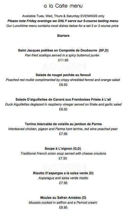 Menu at La Verde Italian restaurant, Warlingham