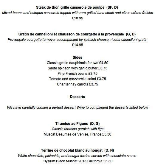 Menu at La Verde Italian restaurant, Warlingham