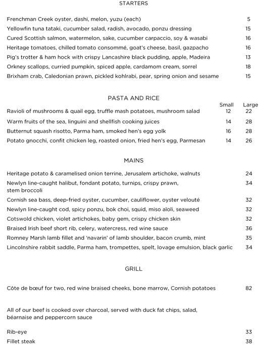 Menu at City Social pub & bar, London, Tower 42