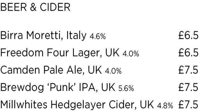 Menu at City Social pub & bar, London, Tower 42