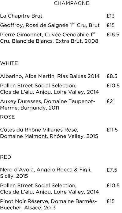 Menu at City Social pub & bar, London, Tower 42