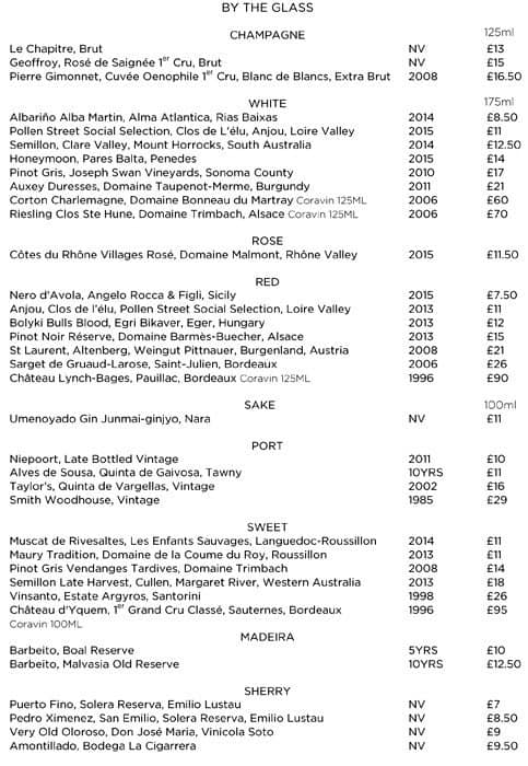 Menu at City Social pub & bar, London, Tower 42