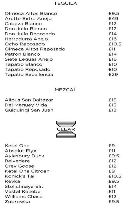 Menu at City Social pub & bar, London, Tower 42