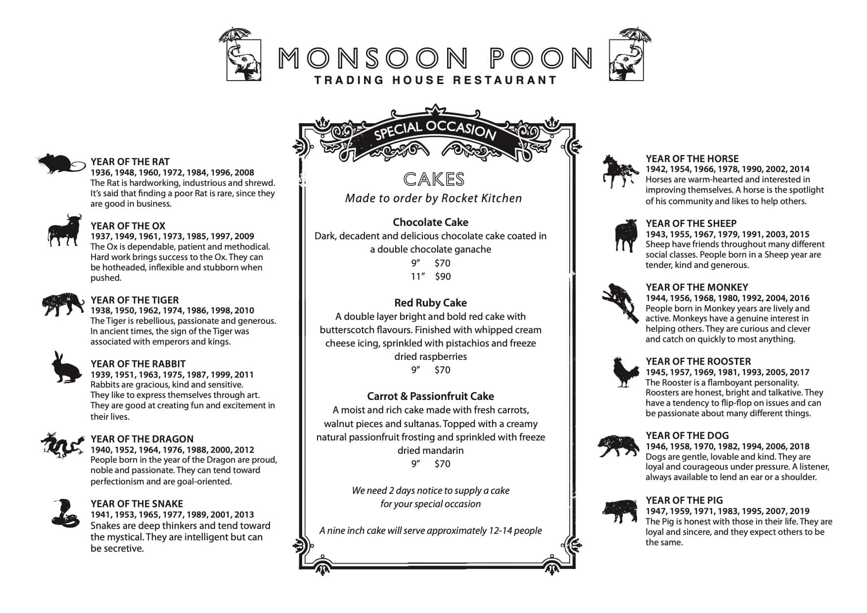 Menu at Monsoon Poon restaurant, Auckland, Lower Hobson St