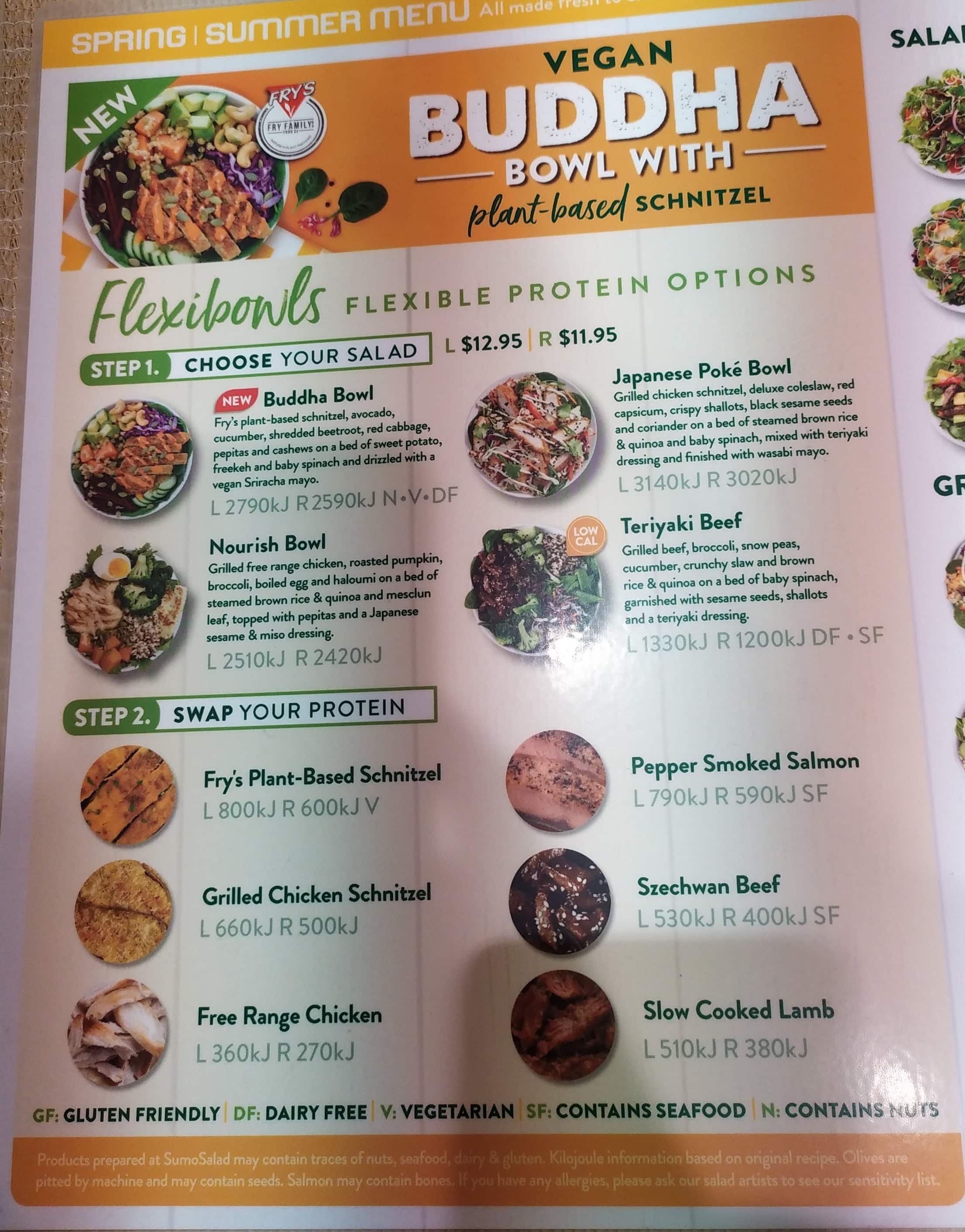 Menu at Sumo Salad fast food, Sydney, 4/264 George St