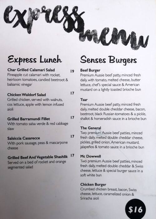 Menu at Senses Restaurant & Bar, Templestowe