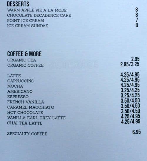 Menu at Prospect Point Bar & Grill, Vancouver