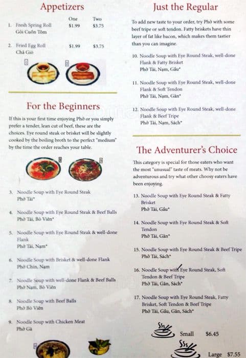 Menu at Phở 84 restaurant, Lynnwood, 196th St SW