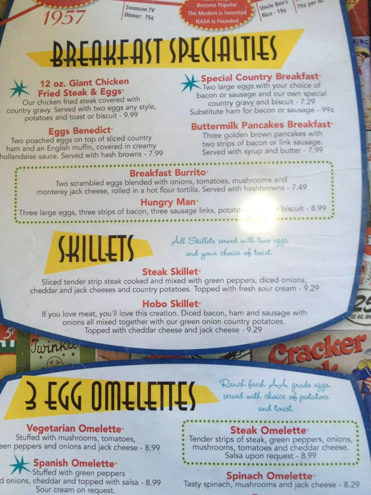 Menu at Stardust Diner restaurant, Vancouver