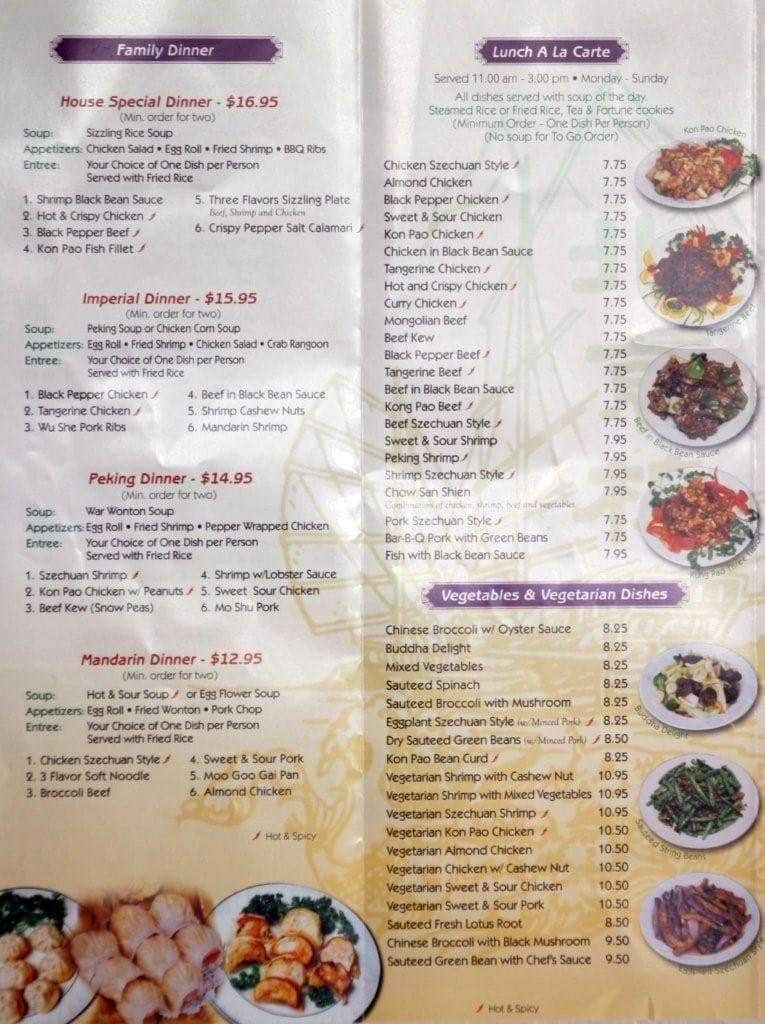 Menu at Peking Inn restaurant, Camarillo