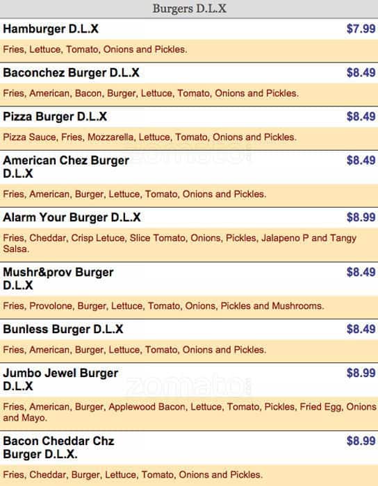 Menu at Jumbo Pizza pizzeria, West Goshen