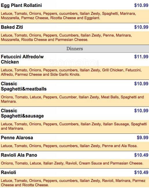 Menu at Jumbo Pizza pizzeria, West Goshen