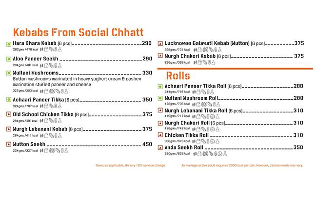 Menu at The Mills SOCIAL, Pune