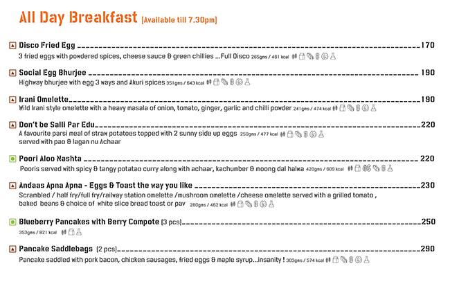 Menu at The Mills SOCIAL, Pune