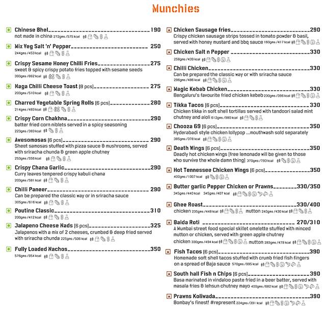 Menu at The Mills SOCIAL, Pune