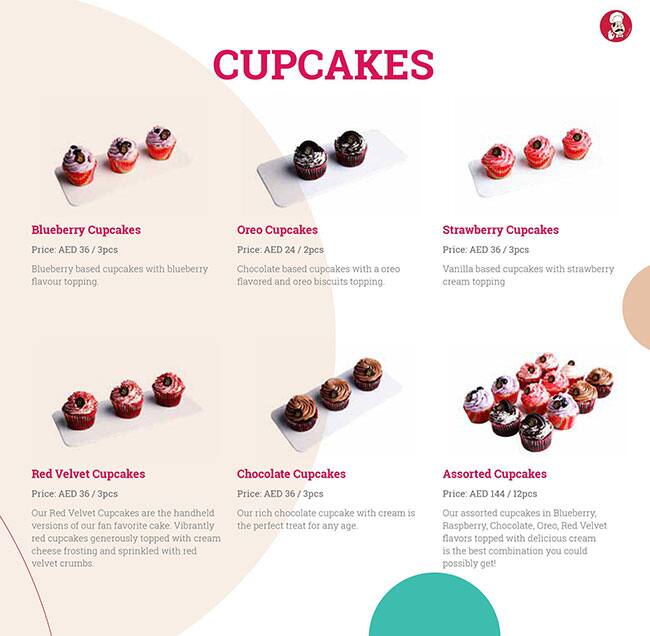 Menu at Mister Baker - Best Cakes In Dubai | Birthday Cakes ...
