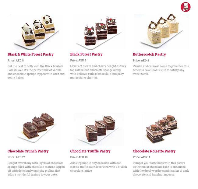 Menu at Mister Baker - Best Cakes In Dubai | Birthday Cakes ...