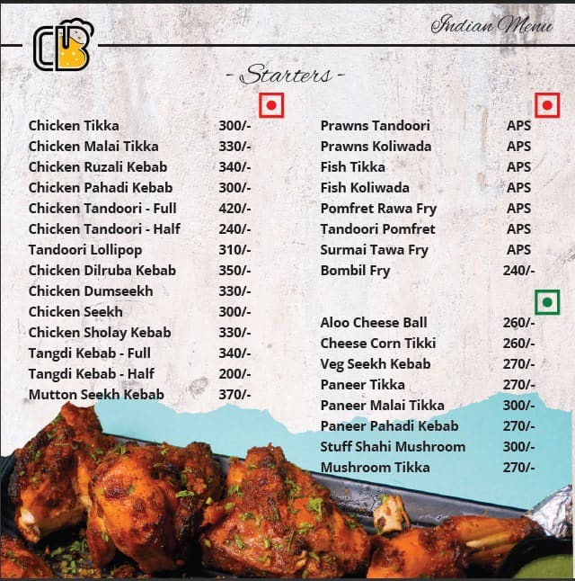 Menu at Chala Basuya, Mumbai