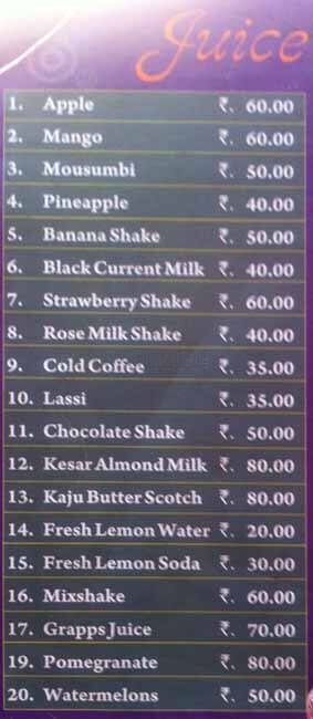 Menu at Purkanchal Juice & Foods, Guwahati, Mrd Road