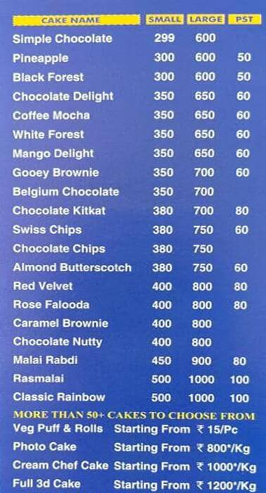 Menu of Le Gateau, Kasarvadavli, Thane West, Thane
