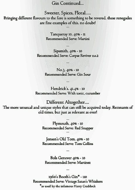 Menu at The Beaufort Bar Savoy hotel, London