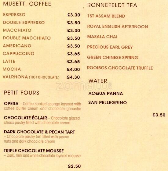 Menu at Hilton London Metropole desserts, London