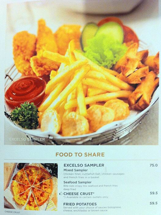 Menu at Excelso cafe, Jakarta, Plaza Indonesia