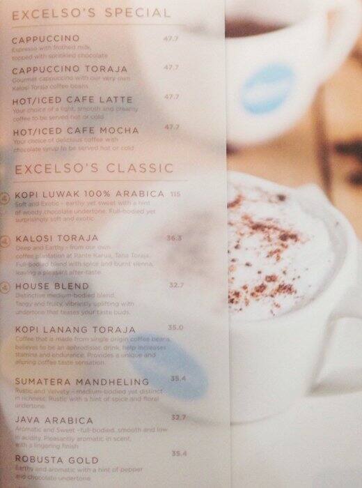 Excelso Menu, Menu untuk Excelso, Senopati, Jakarta - Zomato Indonesia