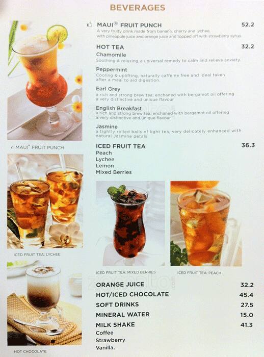 Menu at Excelso cafe, Jakarta, Plaza Indonesia