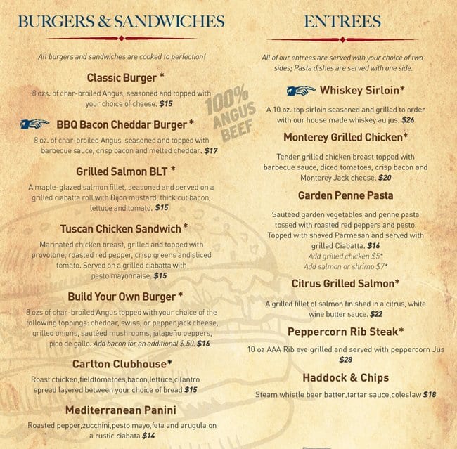 Menu at Carlton Restaurant, Toronto