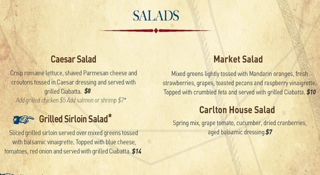 Menu at Carlton Restaurant, Toronto