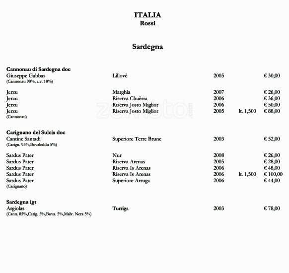 Menu at Open Colonna Bistrò restaurant, Rome