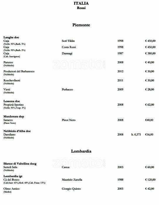 Speisekarte von Open Colonna Bistrò restaurant, ROM