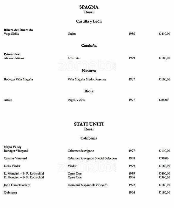 Menu at Open Colonna Bistrò restaurant, Rome