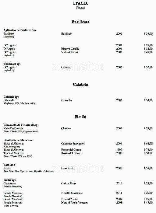 Menu at Open Colonna Bistrò restaurant, Rome