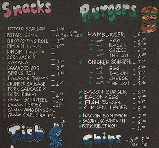 Menu at Yo Gabba fast food, Woolloongabba