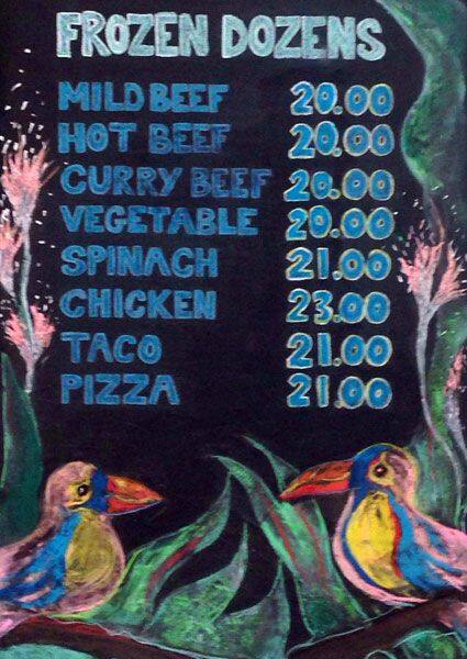 Menu at The Patty Shop fast food, Vancouver