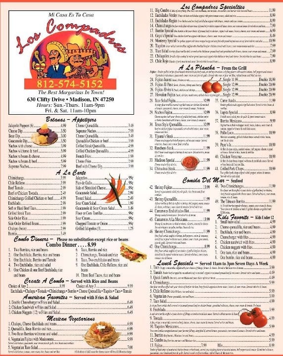 Los Compadres Mexican Restaurant Menu - Urbanspoon/Zomato