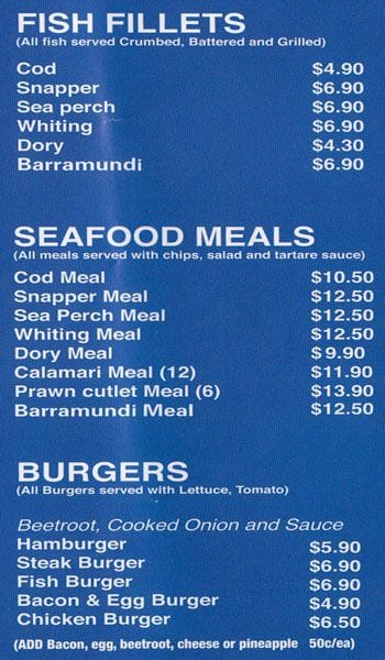 Menu at Logan Flying Fish fast food, Logan Central