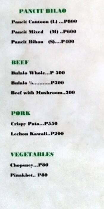 Menu at Traveller's Sizzling House restaurant, Santa Rosa