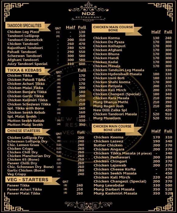 Menu at New Dilli Zaika Restaurant, Thane