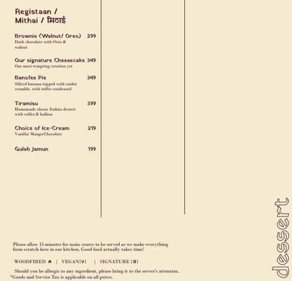 Menu at Anardana Chandigarh, Chandigarh