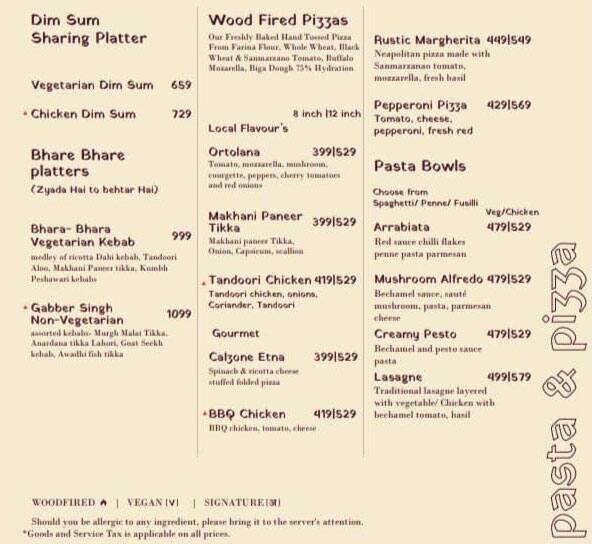 Menu at Anardana Chandigarh, Chandigarh