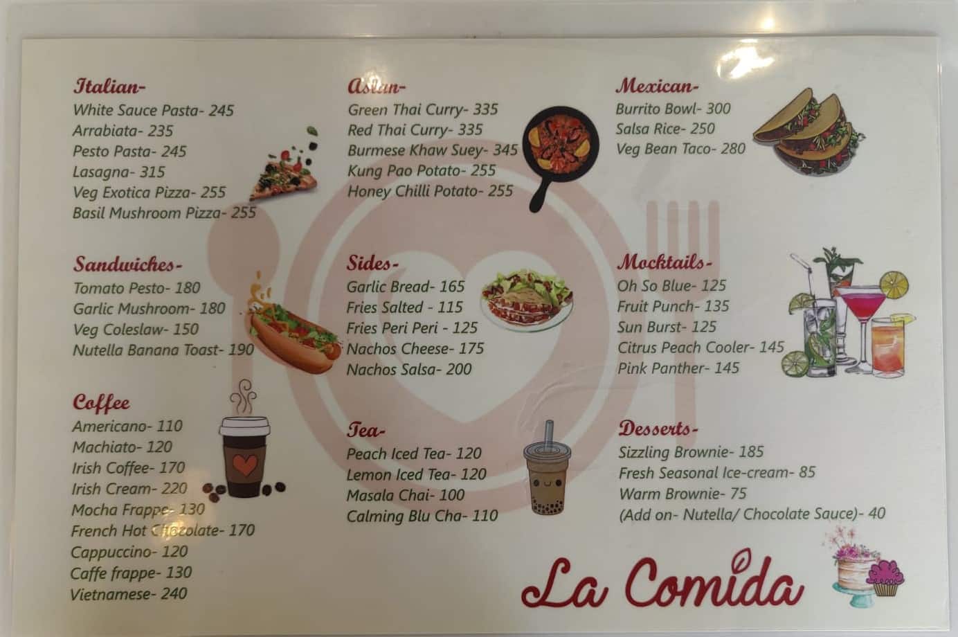 Menu of La Comida, Usmanpura, Aurangabad